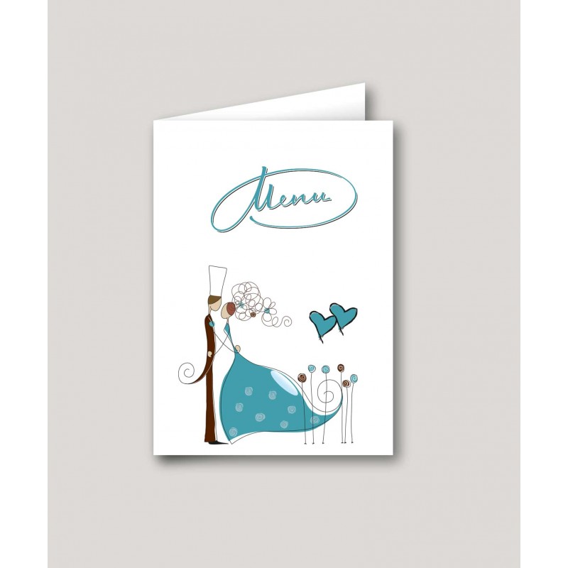 MENU CARTE le couple glamour raffiné moderne brille couleur turquoise