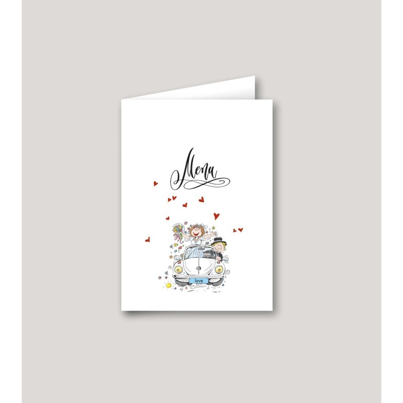 MENU mariage humour personnalise voiture ancien coccinelle Volkswagen