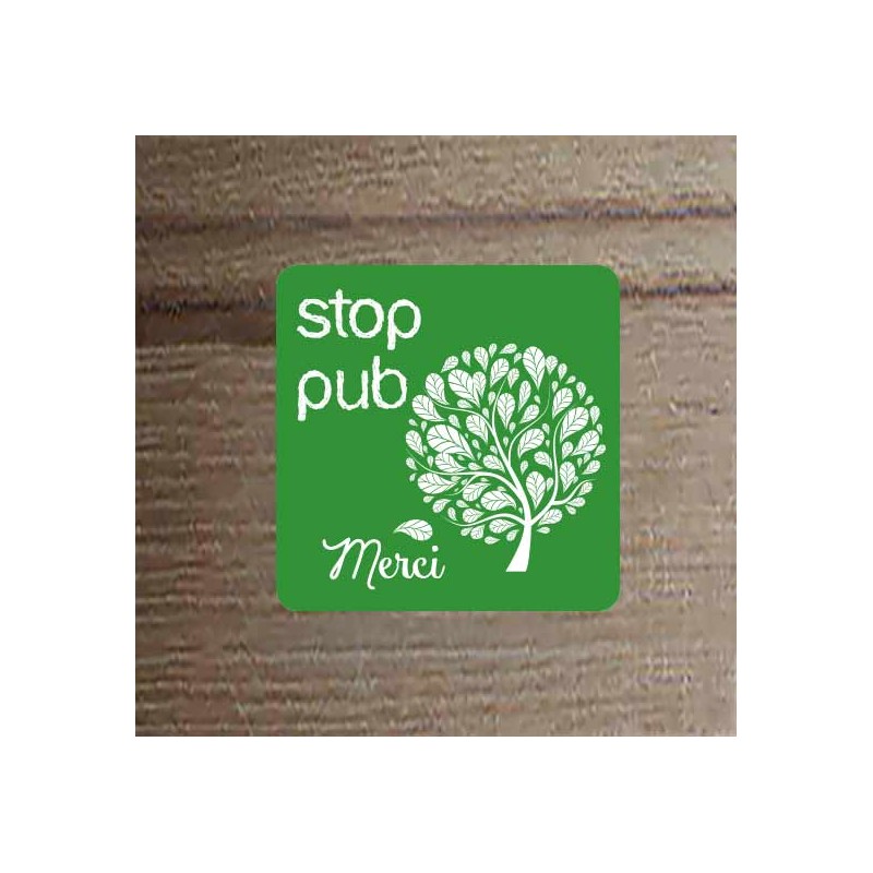 PLAQUE STOP PUB VERTE ECOLO DURABLE SANS publicité indésirable